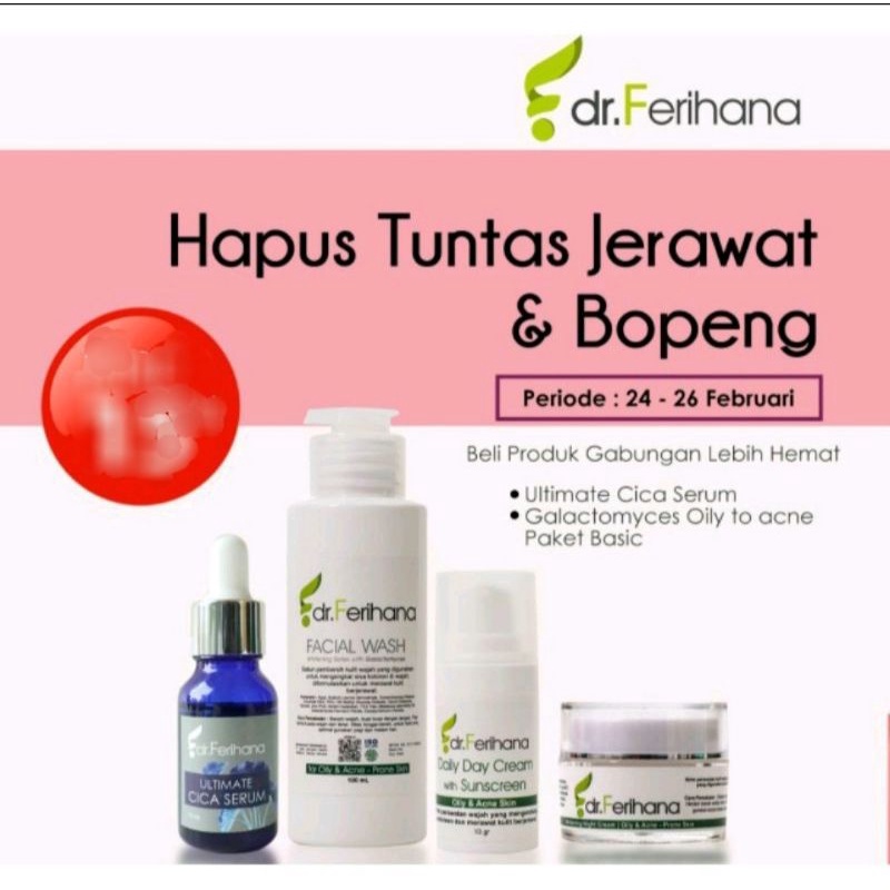 Jual Paket Tuntas Jerawat & Bopeng dr Ferihana | Sarasdrferihanacosmetics | Shopee Indonesia