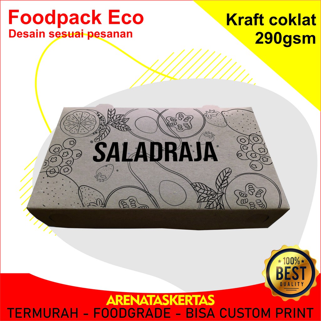 Jual CUSTOM Paper Lunch Box Brown Craft, Kemasan Makanan bisa Cetak ...