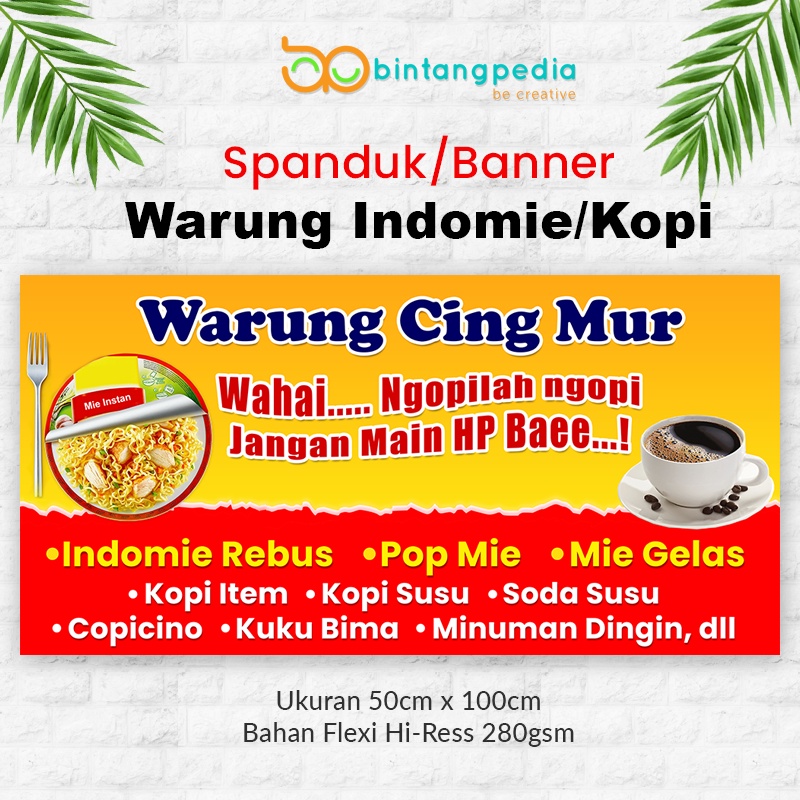 Jual SPANDUK/BANNER WARUNG INDOMIE/WARKOP CUSTOM 50cm x 100cm (BELI 1 ...