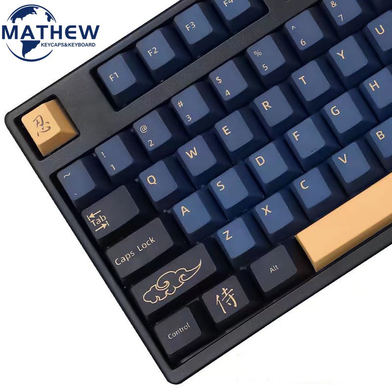 Jual pfsT Blue Samurai PBT Keycap 129 Keys DYE-SUB Cherry Profile ...