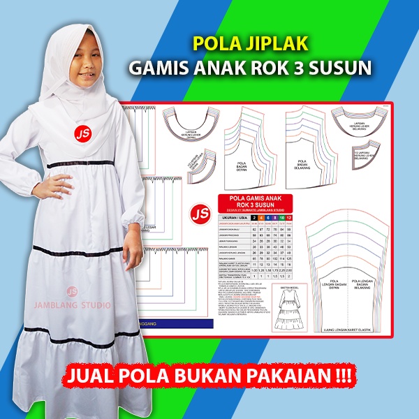 Jual Pola Jiplak Gamis Anak Rok 3 Susun [ Pola Baju Jamblang Studio ] | Shopee Indonesia