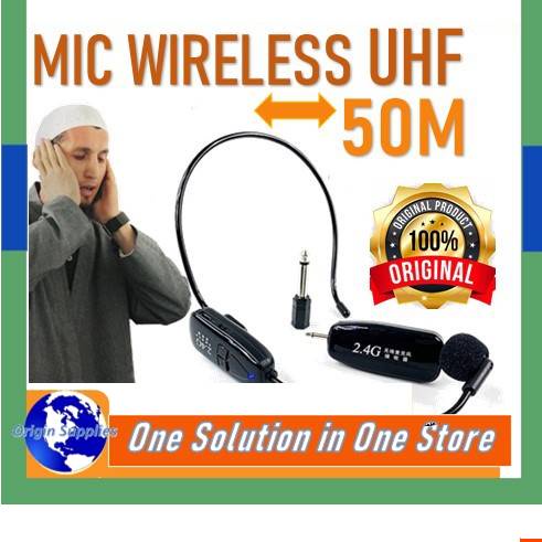 Jual Mikrofon Microphone Mic Clip On Wireless Headset UHF Microphone Mic Presentasi Tur Imam ...