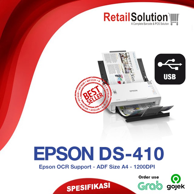 Jual Scanner ADF A4 F4 - Epson WorkForce DS410 / DS-410 / DS410 Garansi ...