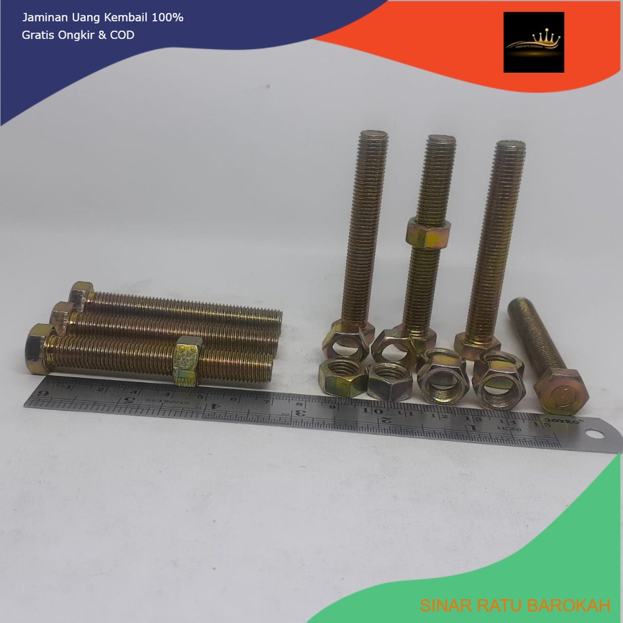 Jual BAUT MUR KUNING M10X70 / BMK M10X70 / BAUT M10X70 KUNING BMK M10 X 70 KUNCI 14 PANJANG 7CM ...