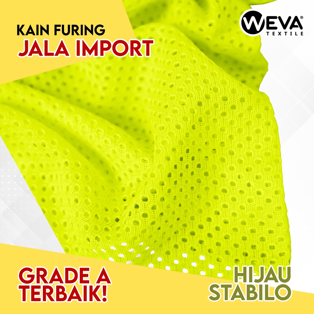 Jual Bahan Kain Jala Kain Mesh Jaring Dalaman Jaket Hijau Stabilo ...