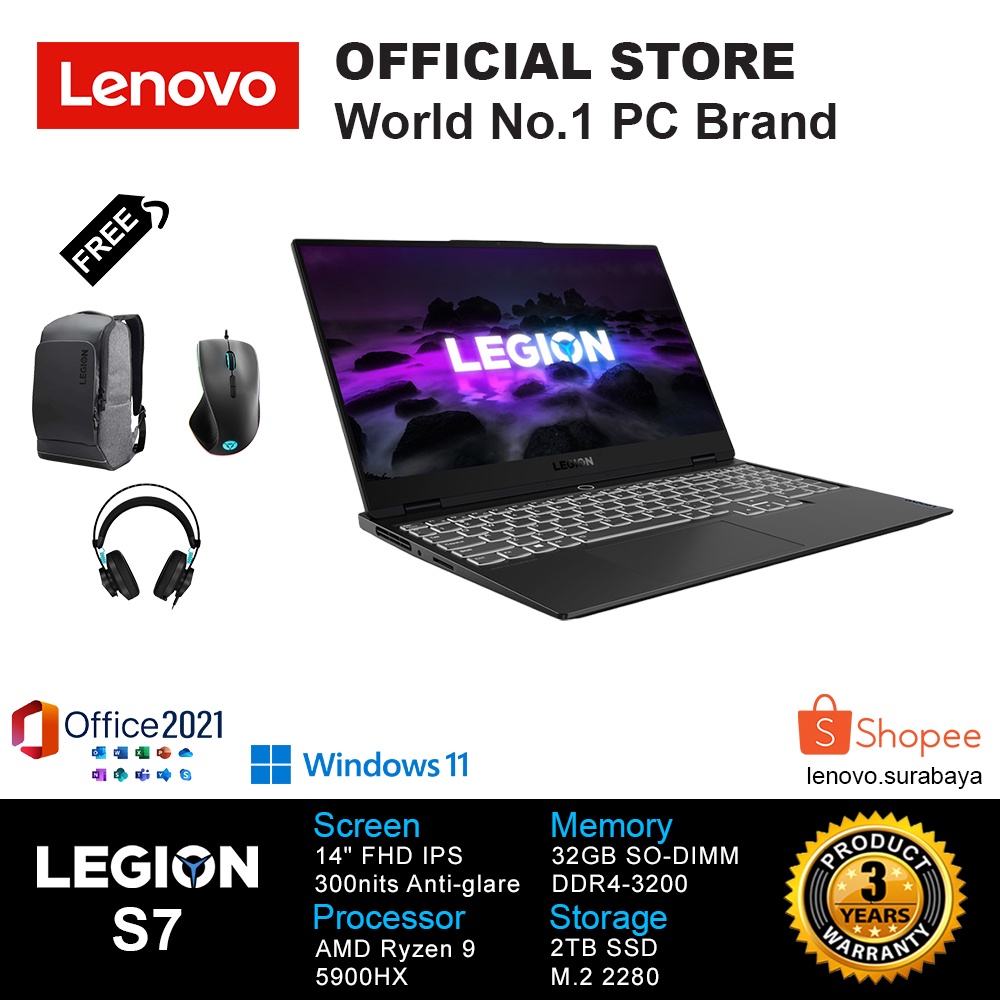 Jual LENOVO LEGION S7-15ACH6 2VID BLACK AMD R9-5900 | Shopee Indonesia