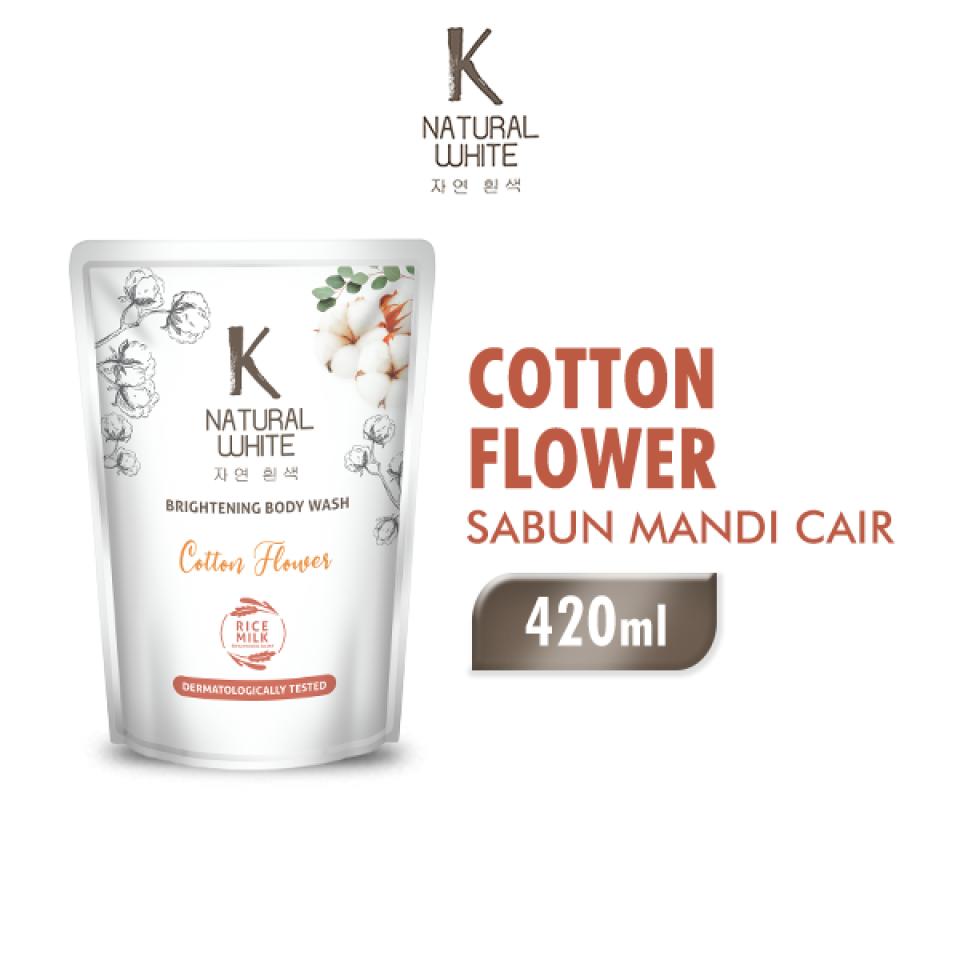 Jual K Natural Bodywash White Cotton Flower Pouch 420Ml (Exp Date : Sep 2023) | Shopee Indonesia