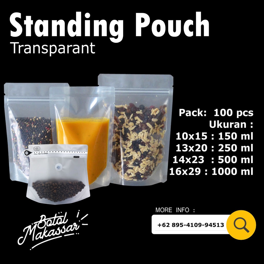 Jual Standing Zipper Pouch Berbagai Macam ukuran (isi : 100 pcs ...