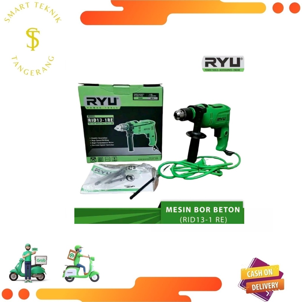 Jual MESIN BOR BETON KAYU BESI RYU 13 MM IMPACT DRILL 13 1RE 600 WATT ...