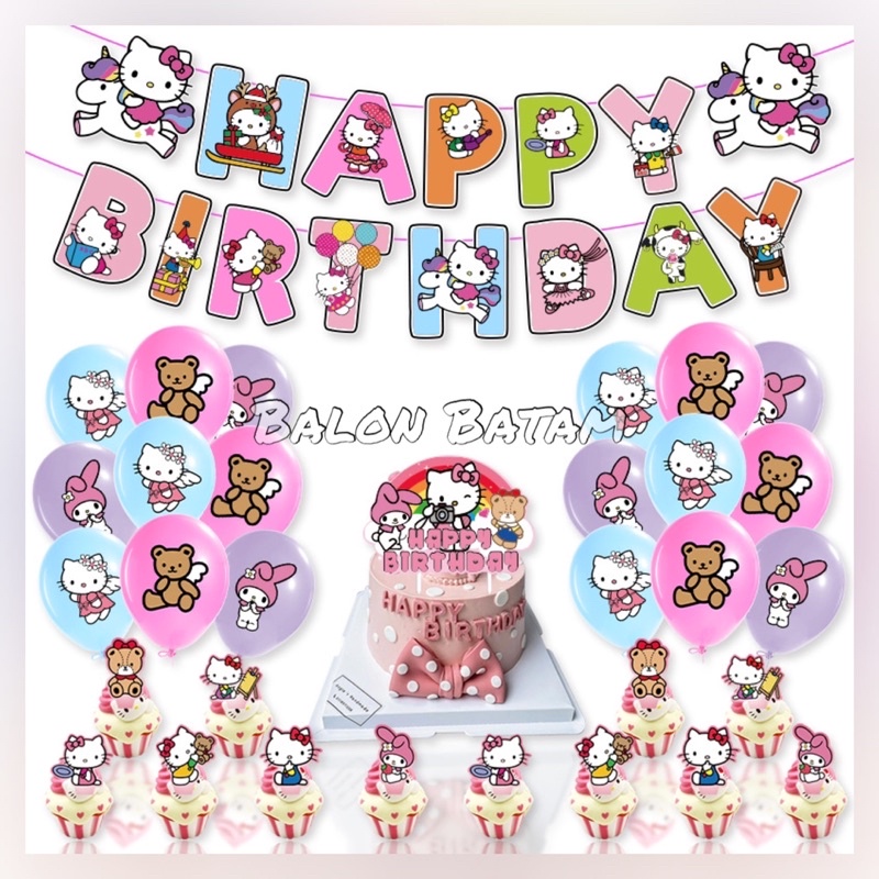 Jual Paket Balon Banner Hellokitty toppercake | Shopee Indonesia