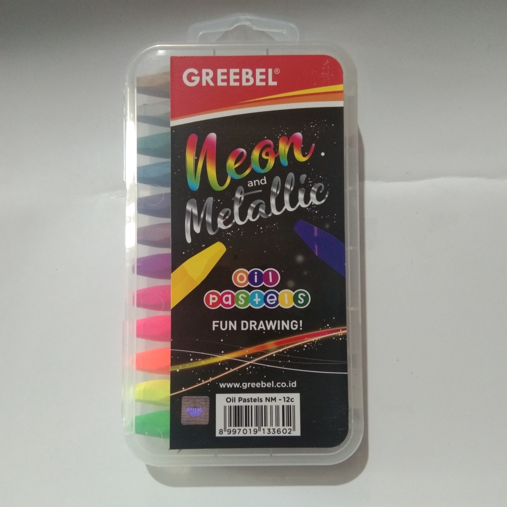 Jual (NEON) crayon kecil greebel 12 warna neon metalik, crayon neon ...
