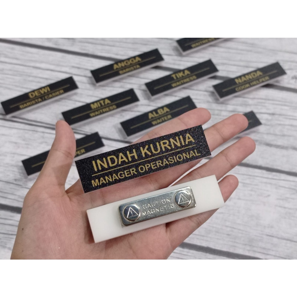 Jual Nama Dada Akrilik Magnet Custom / Name tag Magnet / Nama Dada ...