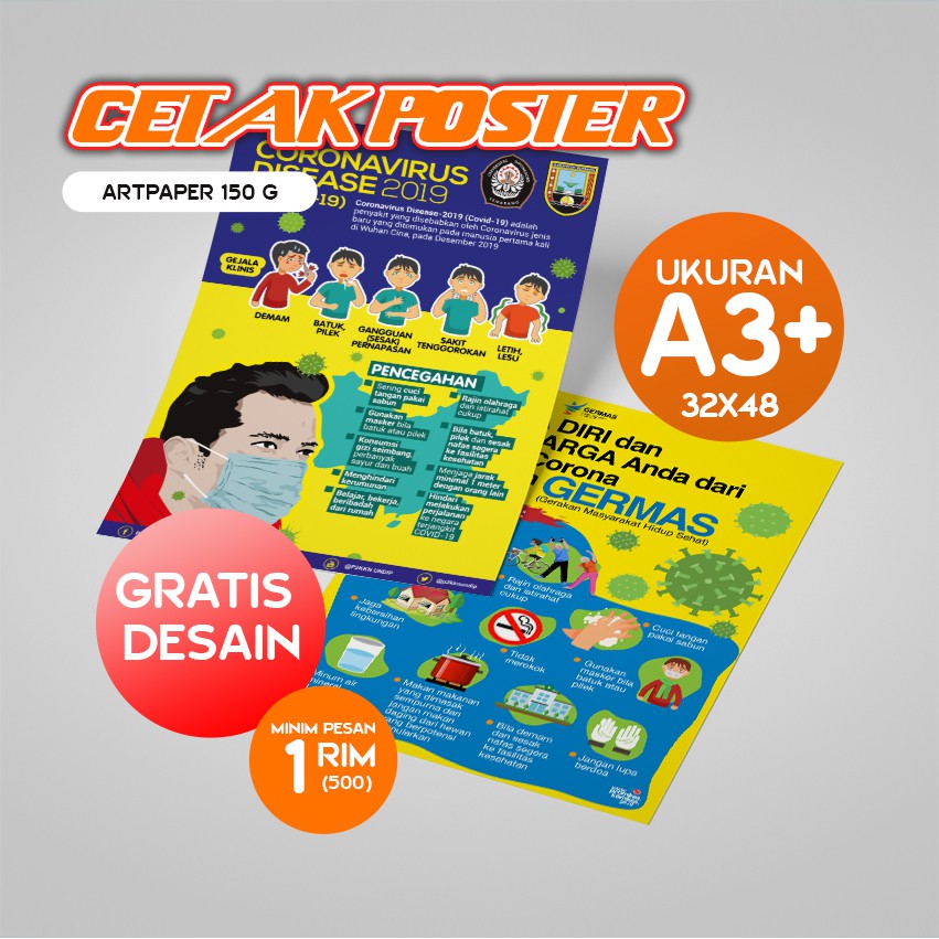 Jual CETAK POSTER A3+ AP 150 HIMBAUAN Covid Custom Fullcolor | Shopee ...