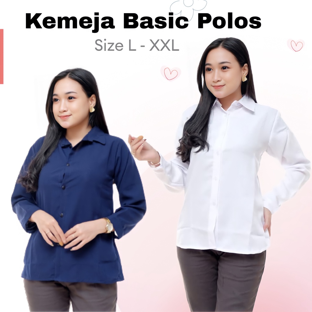 Jual Kemeja basic / kemeja kerja wanita lengan panjang / kemeja kantor ...