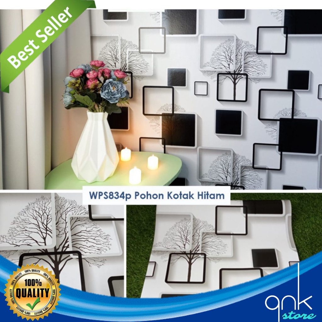 Jual Wallpaper Dinding Motif 3D Garden 45cm x 10m 3D Kotak Hitam ...