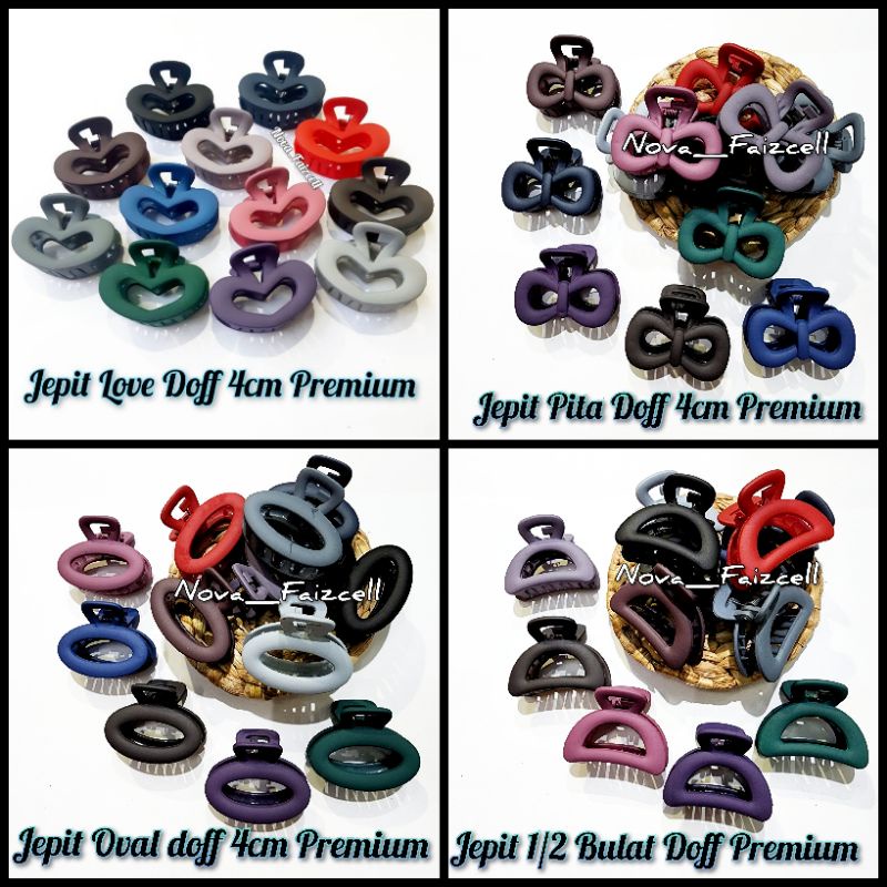 Jual Jepit Rambut Motif Love / Oval / Pita / Setengah Bulat 4CM Doff ...