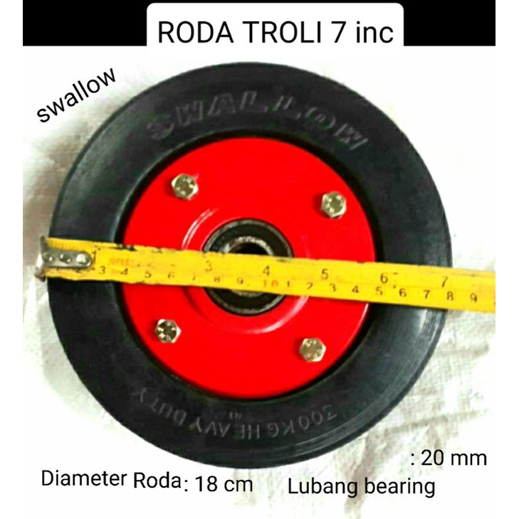 Jual Roda Troli ukuran 7 inc merek SWALLOW roda double bearing /troli ...