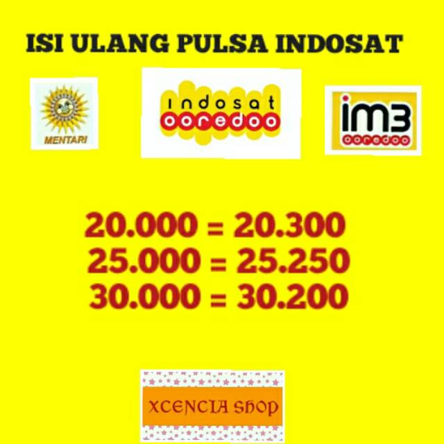Jual ISI ULANG PULSA REGULER INDOSAT M3 | IM3 | MENTARI 15K 20K 25K 30K ...