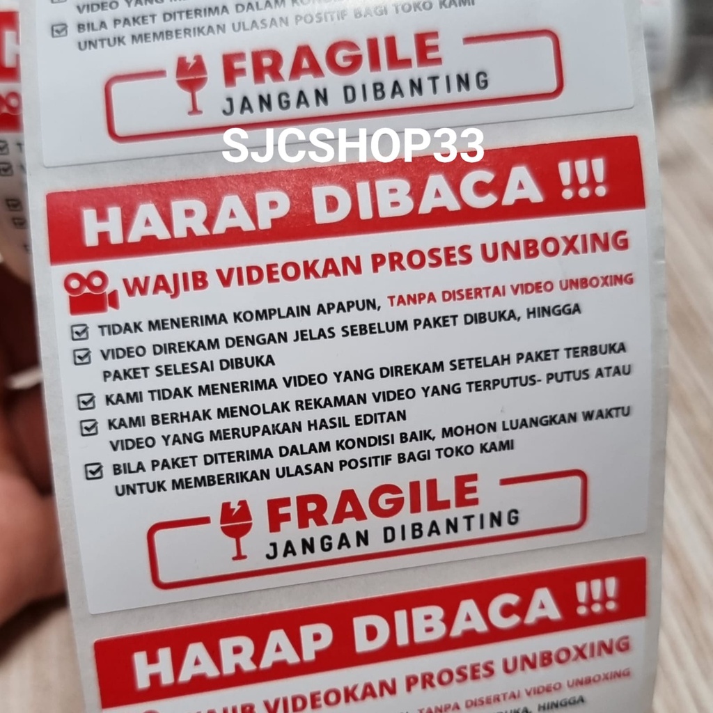 Jual sticker label fragile wajib video unboxing HARAP DIBACA / stiker ...