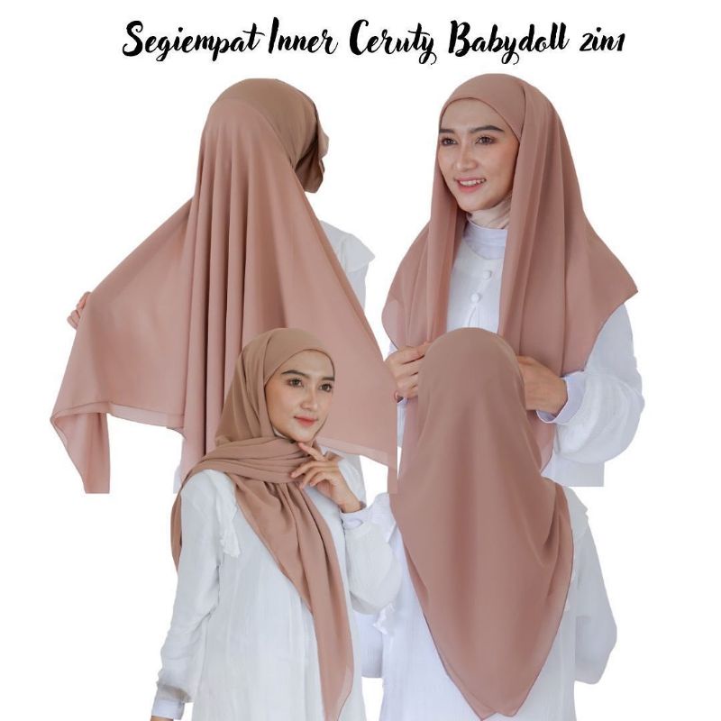 Jual Kerudung Segi Empat Instan 2in1 Plus Inner Hijab Segitiga Instant ...