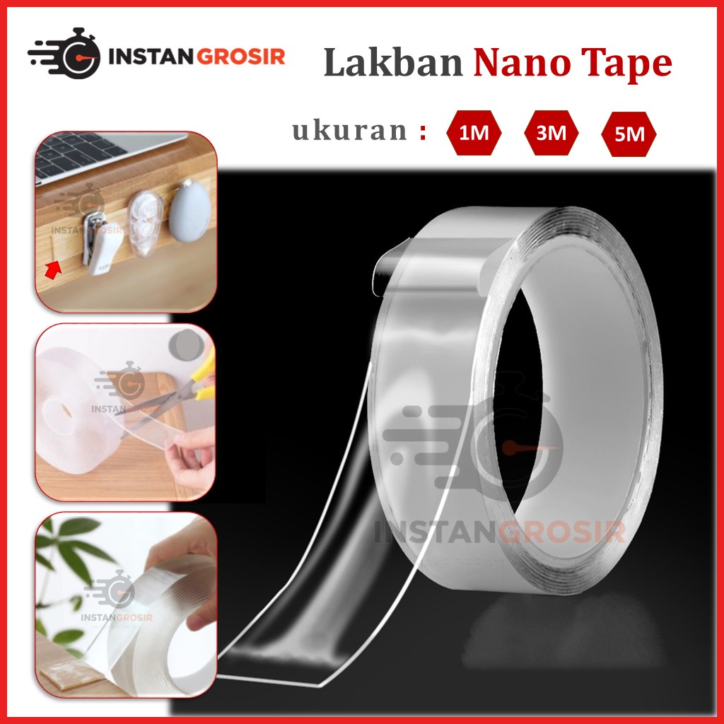 Jual Lakban Nano gell tape solatip double tip bening transparan perekat ...
