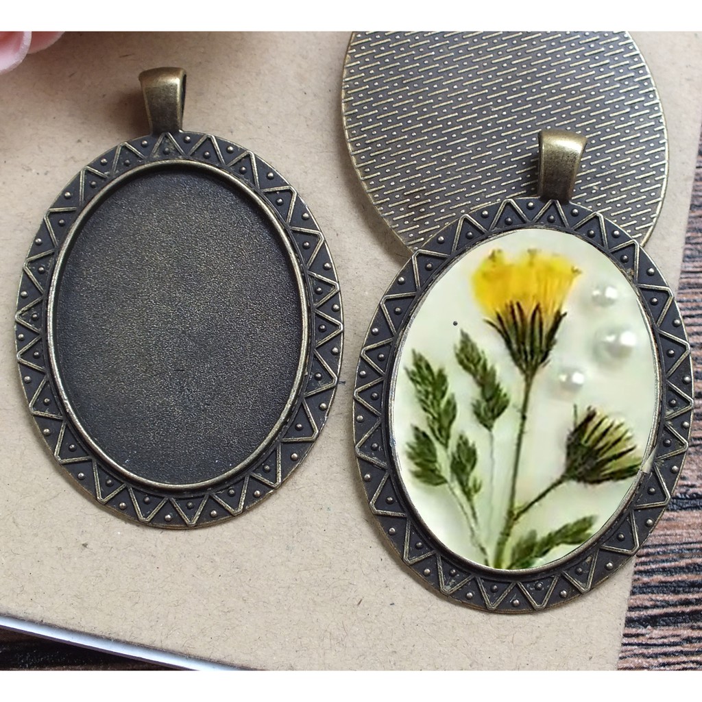 Jual Liontin Frame Batik Oval Lonjong Besar Fit 3x4 cm (30x40 mm ...