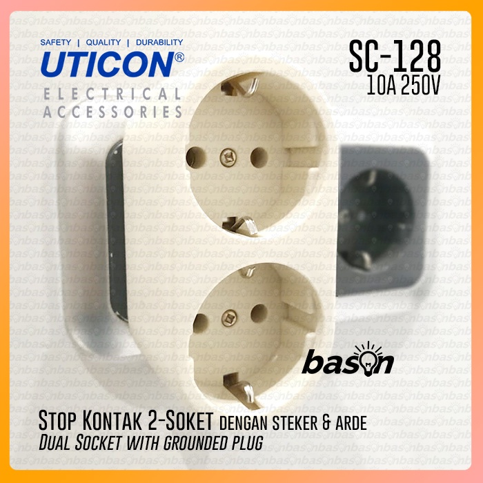 Jual UTICON SC 128 Stop Kontak Arde Dobel Soket - Double Socket with ...