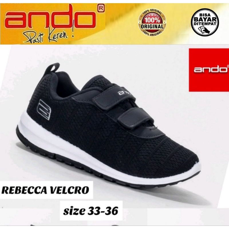 Jual ANDO Sepatu Sekolah Anak Kecil Remaja Perempuan Velcro Perekat ...