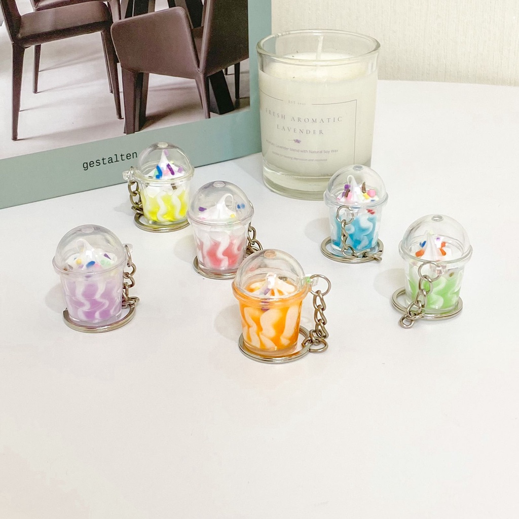 Jual Gantungan Kunci Resin Es Krim Cup / Rubber Keychain Minuman Gelas ...