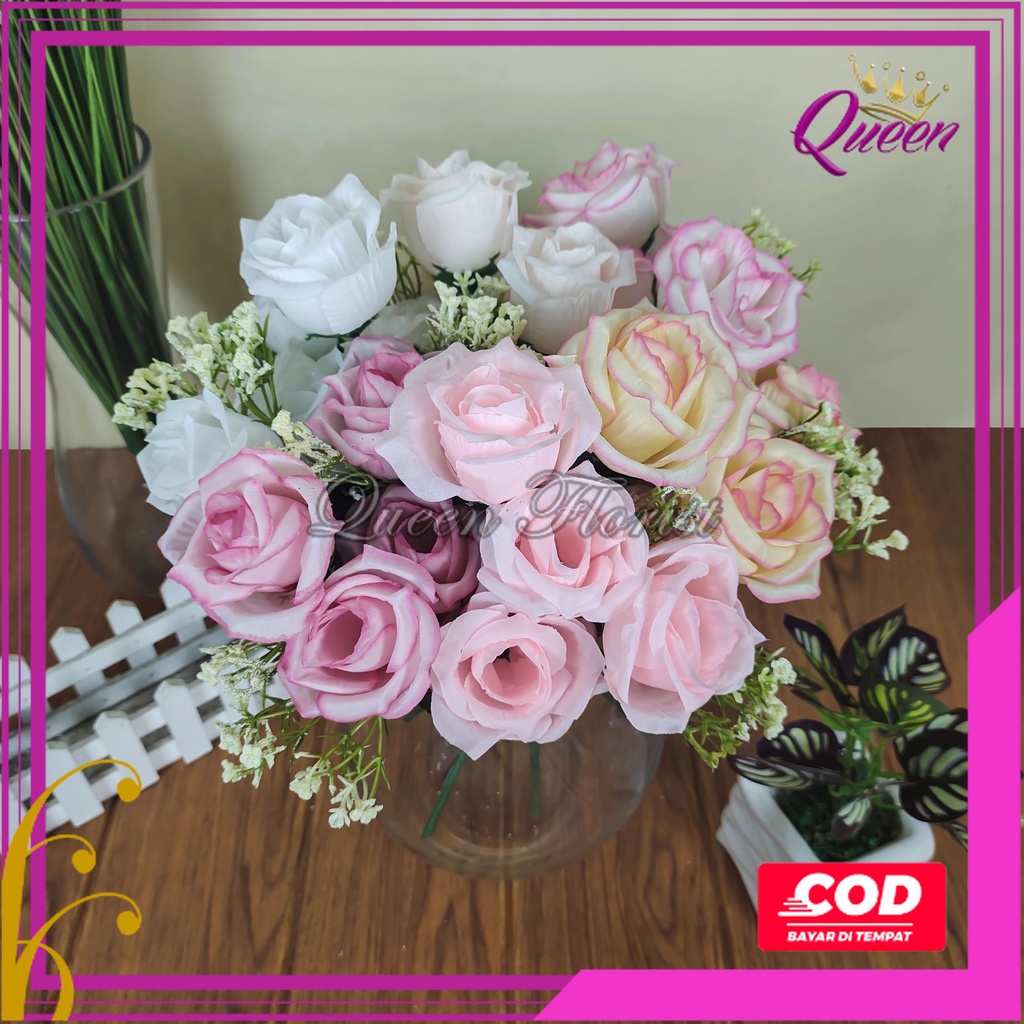 Jual Bunga Rose Tropis Termurah Cabang 5 Artificial Premium - Mawar ...