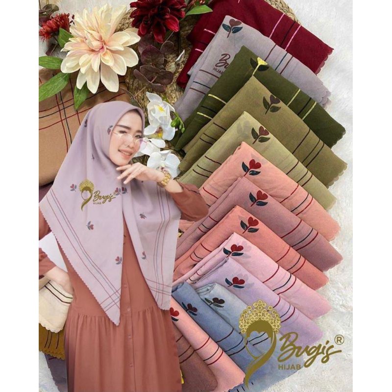 Jual Jilbab segiempat bunga tulip by Bugis Hijab Original | Shopee ...