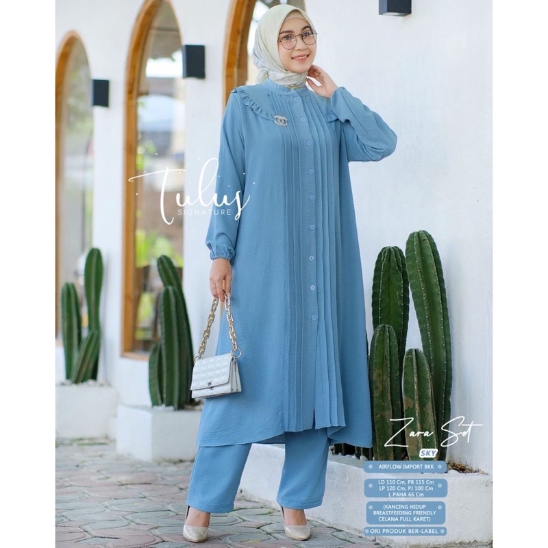 Jual setelan long tunik jumbo wanita dewasa bahan crinkel premium polos ...