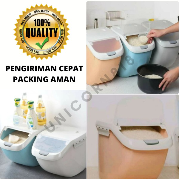 Jual B-187 Wadah Tempat Penyimpanan Beras dengan Roda dan Gelas Takaran ...