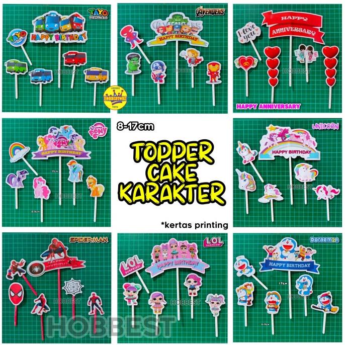 Jual TOPPER CAKE KERTAS KARAKTER - Dekorasi Hiasan Kue Ulang Tahun Tusukan | Shopee Indonesia