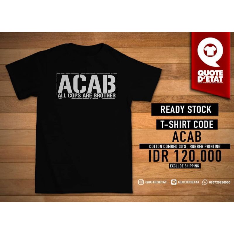 Jual KAOS QUOTES ACAB KATA KATA ALL COPS ARE BROTHERS | Shopee Indonesia