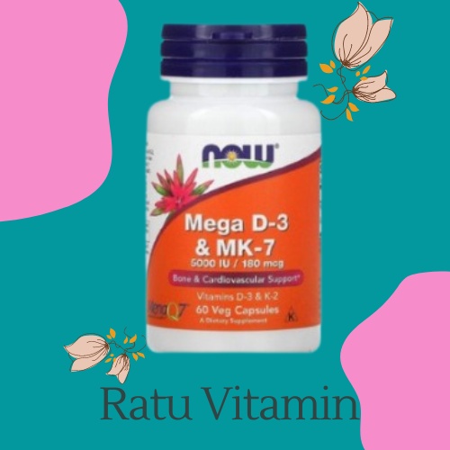 Jual Now Foods Mega D3 MK 7 180 mcg 5000 IU 60 Veg Capsule | Shopee ...