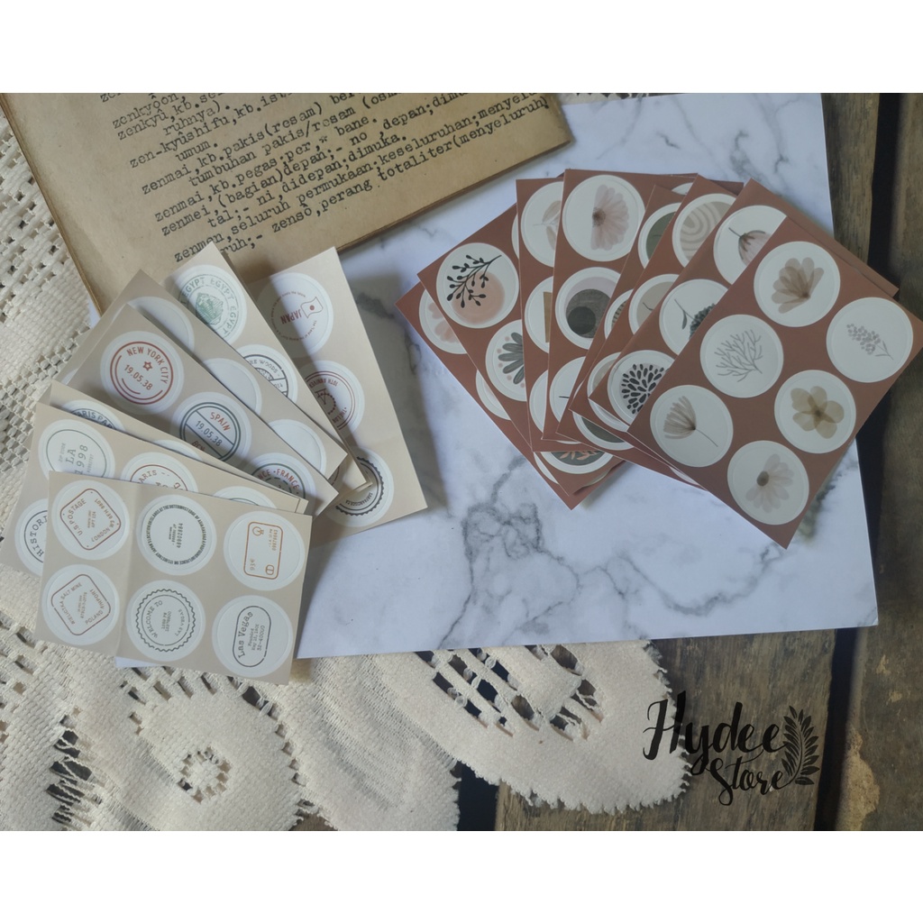 Jual 4 lembar/ Deco sticker Mark Stiker DIY / Stiker bulat journaling ...