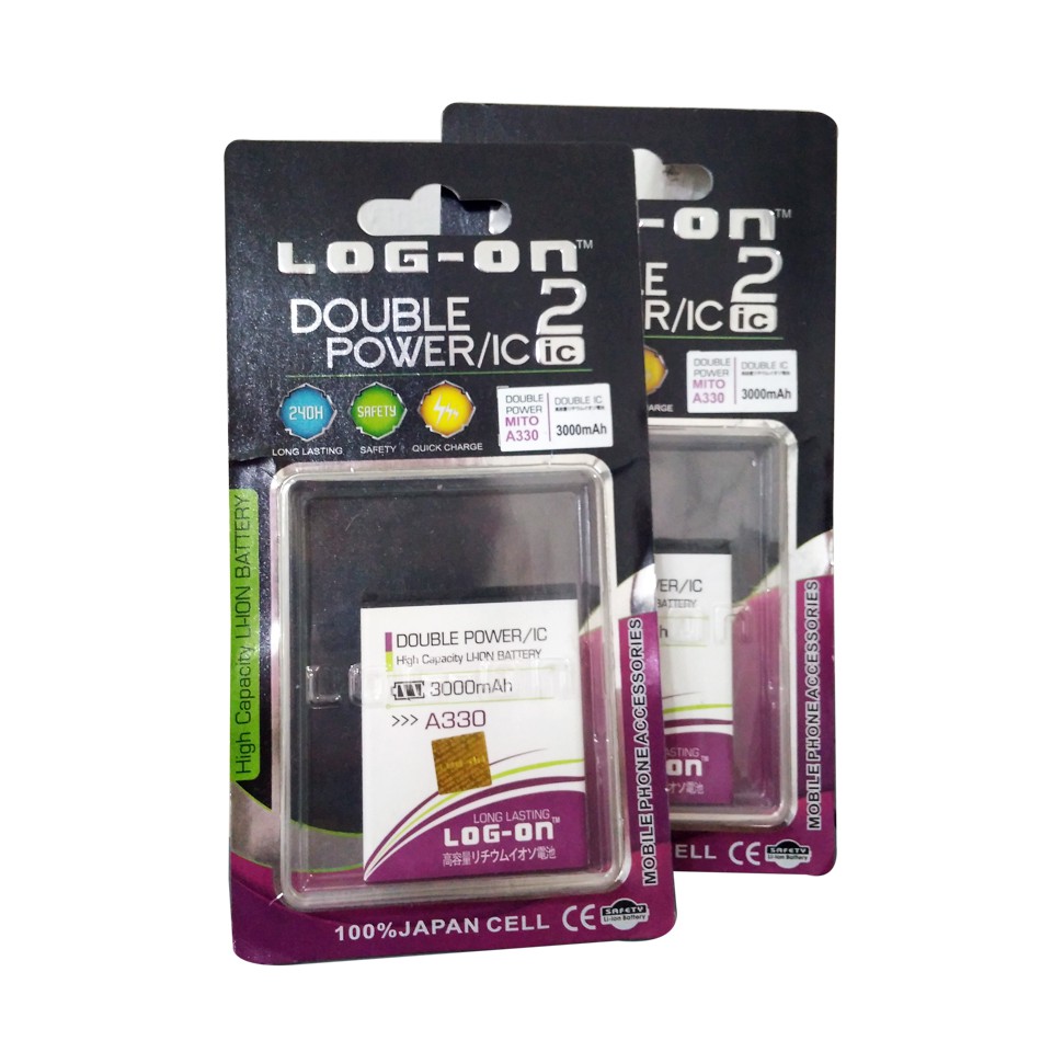 Jual Baterai Log-On Mito A330 Double Power Kapasitas 3000 mAh Batre Log On | Shopee Indonesia