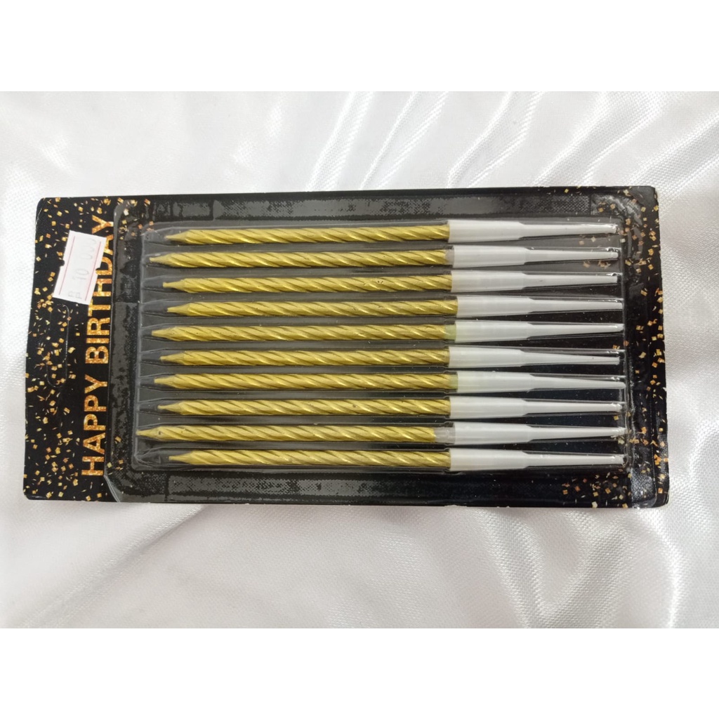 Jual Lilin Ulir Emas Panjang Ulang Tahun Birthday Gold Candles isi 10 ...