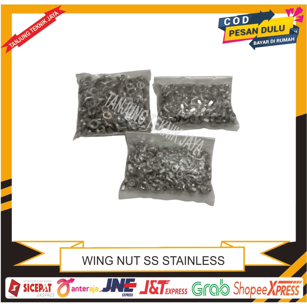 Jual 2 pcs MUR KUPU STAINLESS/MUR KUPING/WING NUT SS M4 M5 M6 M8 M10 ...