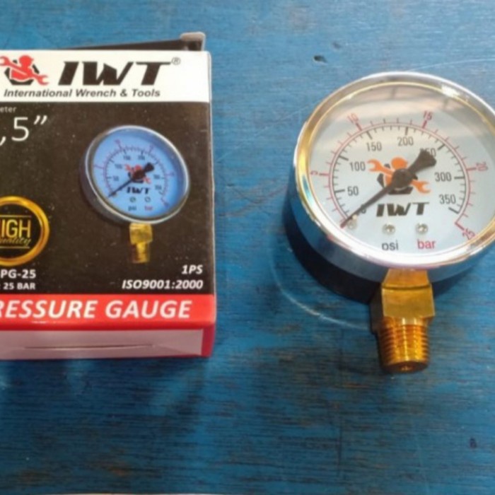 Jual Manometer Pressure Gauge Alat Ukur Tekanan Angin 25 Bar 350 Psi ...