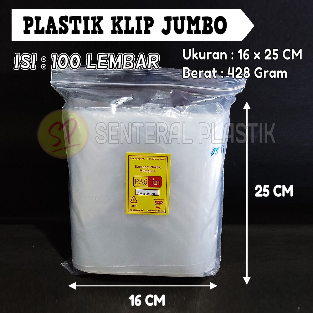 Jual PLASTIK KLIP Ukuran 16 X 25 / Plastik Clip Jumbo Ziplock / Plastik ...