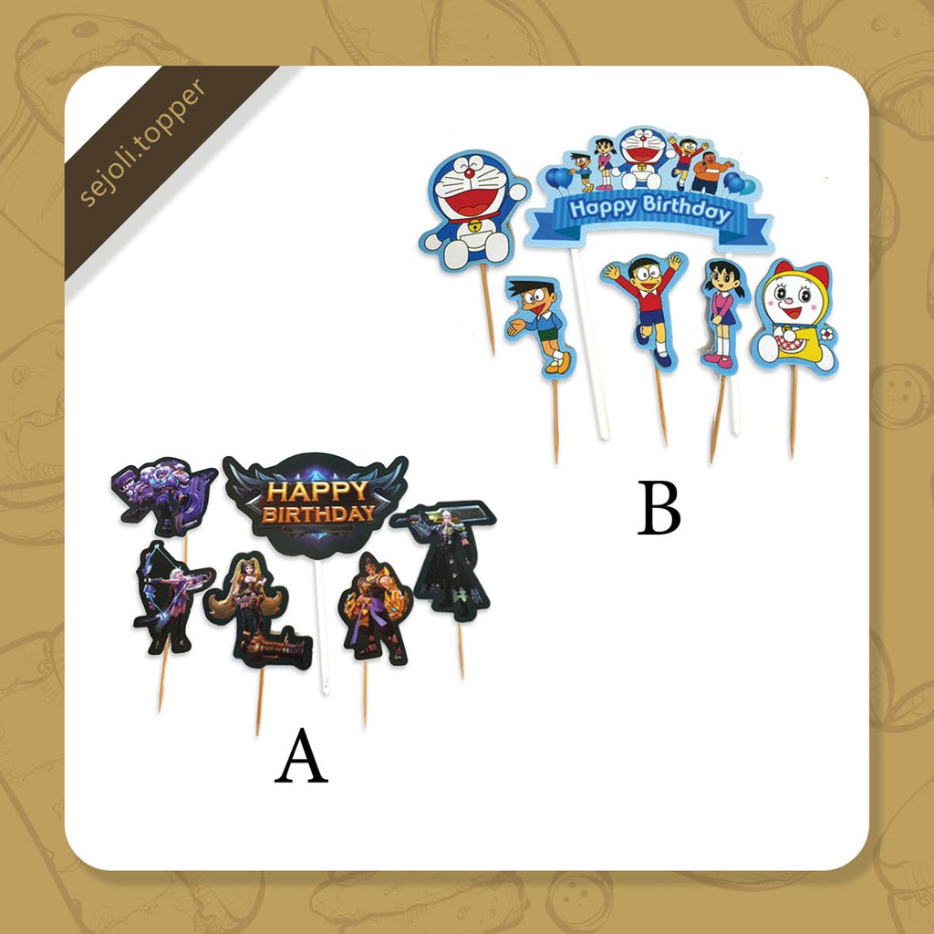 Jual Paket Cake Topper / Mobile Legend / Doraemon / Hiasan Kue / Topper ...