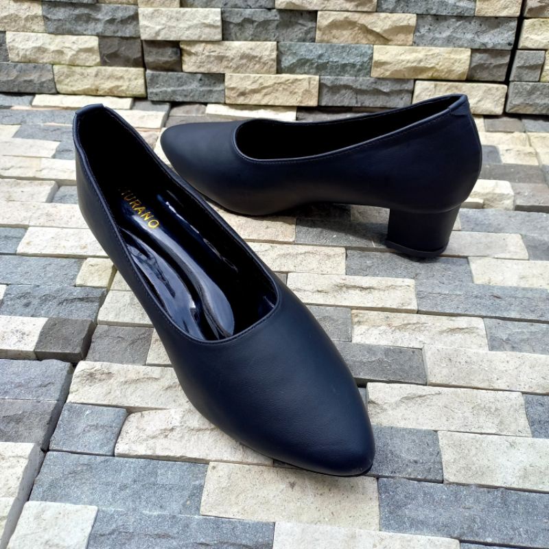 Jual Murano Agatha Black Doff Hak Balok 5 cm Size 36 - 48 Pantofel ...