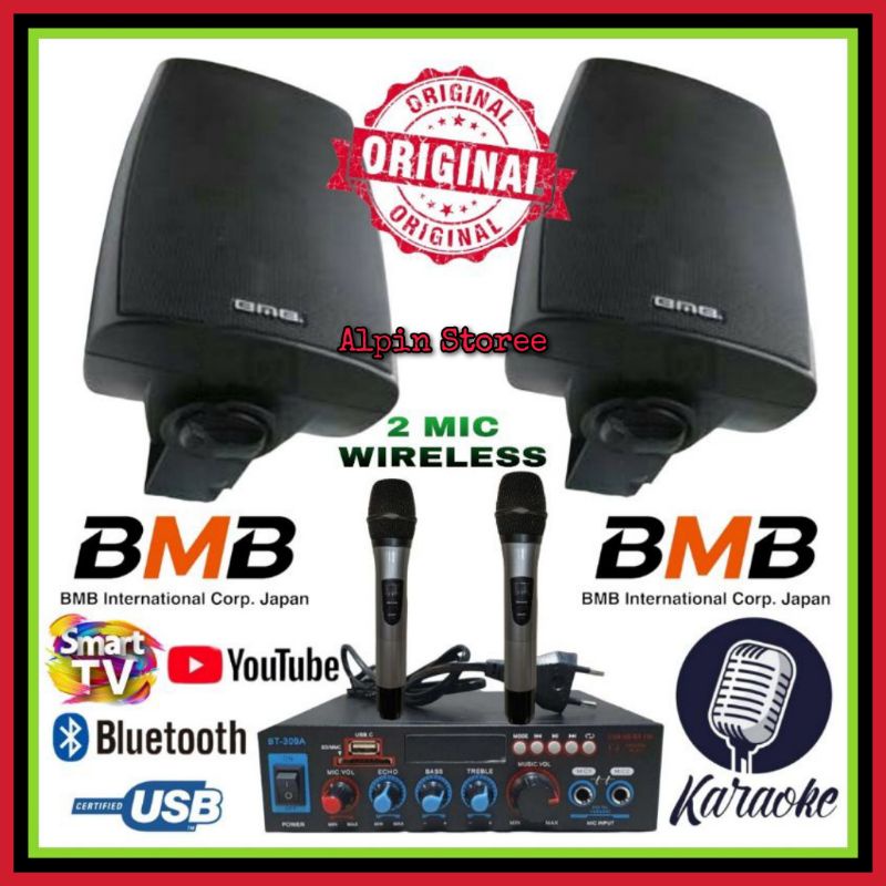 Jual PAKET KARAOKE SPEAKER BMB KG-511 AMPLI MIXER MIC WIRELESS KOMPLIT ...