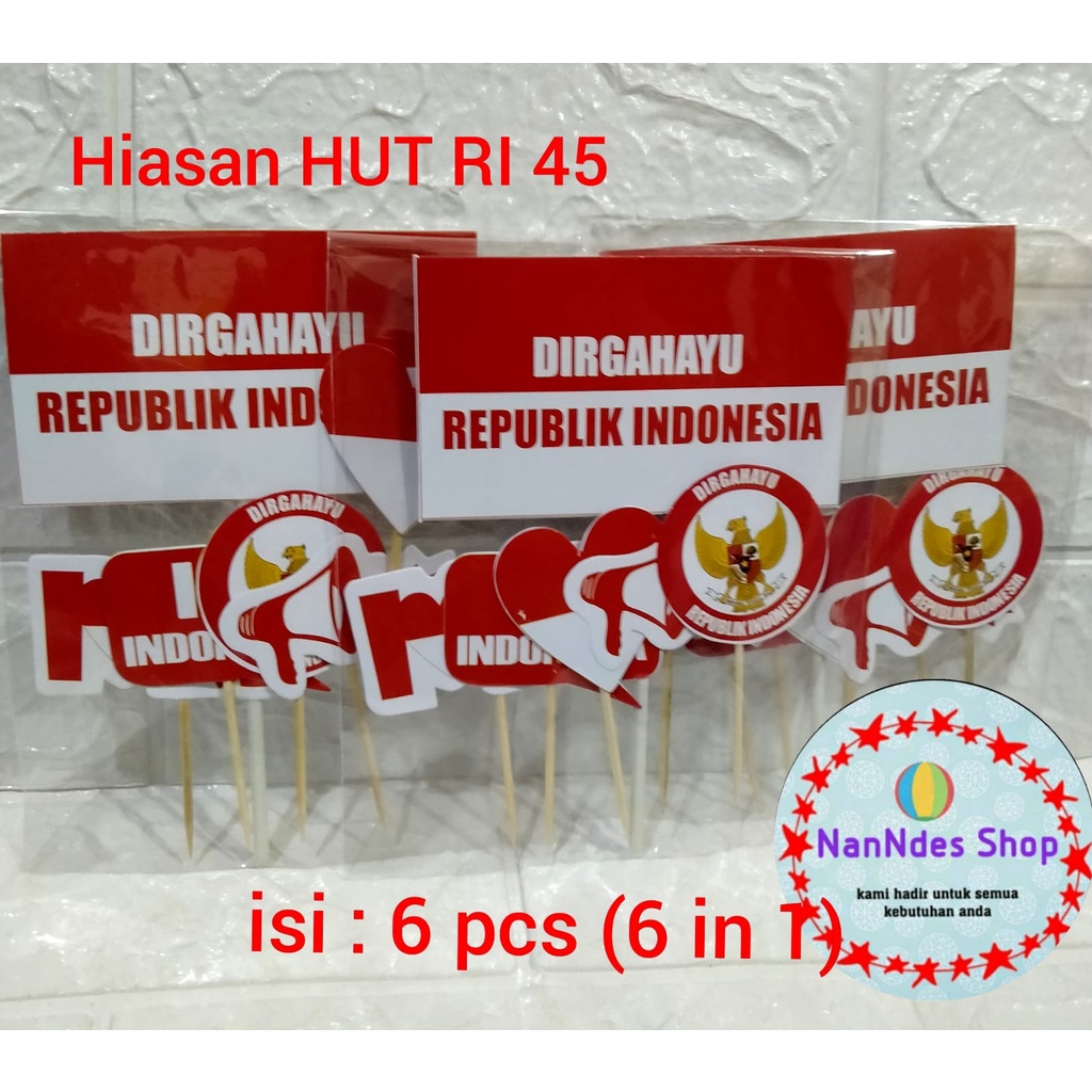 Jual 6 in 1 Hiasan HUT RI Cup Cake Topper Karakter / Hiasan Kue Aneka ...