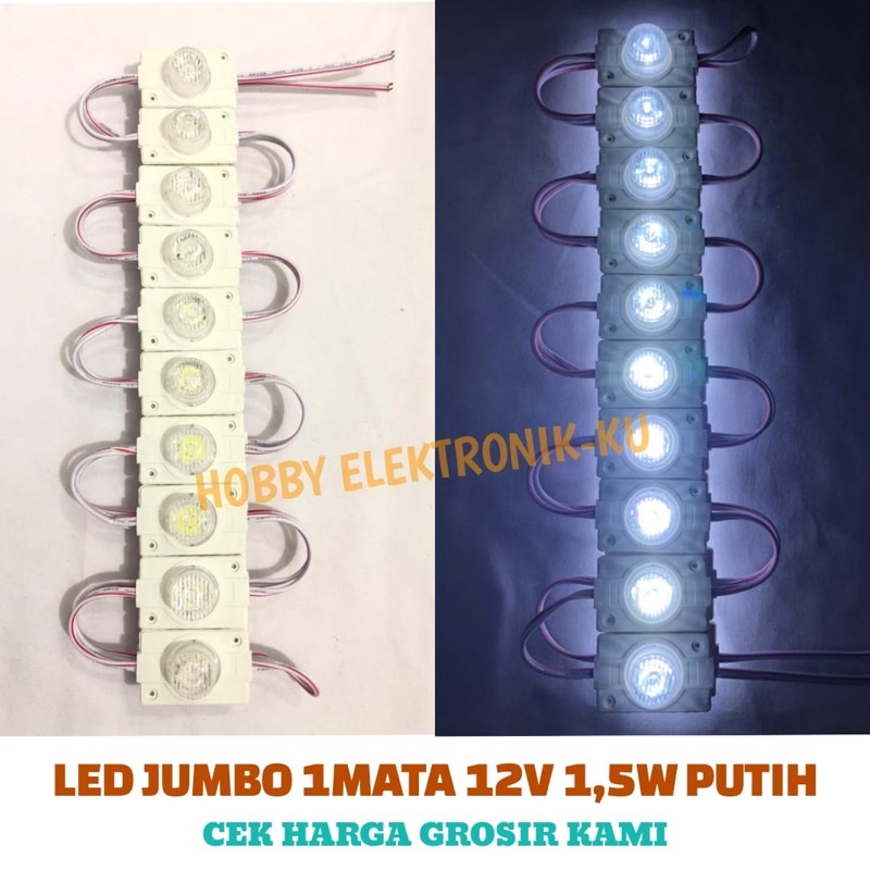 Jual LAMPU LED JUMBO 1MATA 12V 1,5W PUTIH (PEMBELIAN MINIMAL 10PCS ...