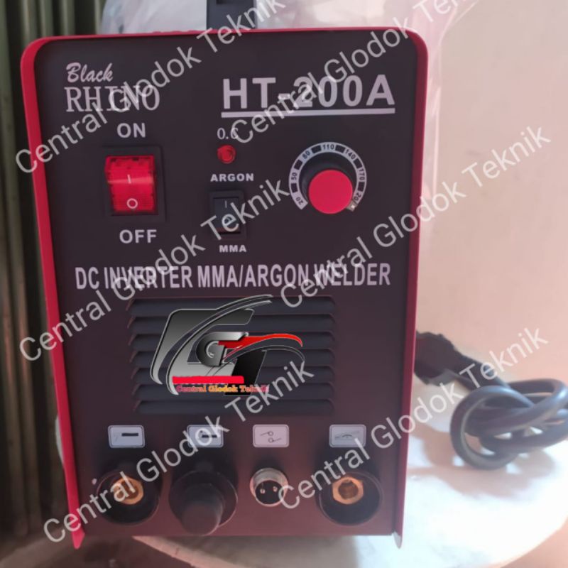 Jual alat las inverter tig argon black RHINO DC inverter travo HT 200A ...