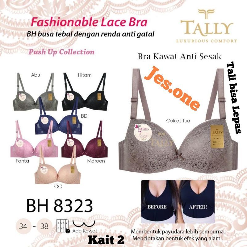 Jual TALLY 8323 Bra Bh Busa Tebal Push Up Berkawat Kait 2 Cup A sz 34 - 38 | Shopee Indonesia