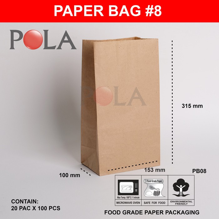 Jual POLA Paper Bag / Kantong Kertas PB08 - 100pcs | Shopee Indonesia